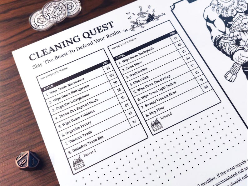 ADHD Cleaning Checklist Partner Pack: A Dnd-inspired Gamified Cleaning ...