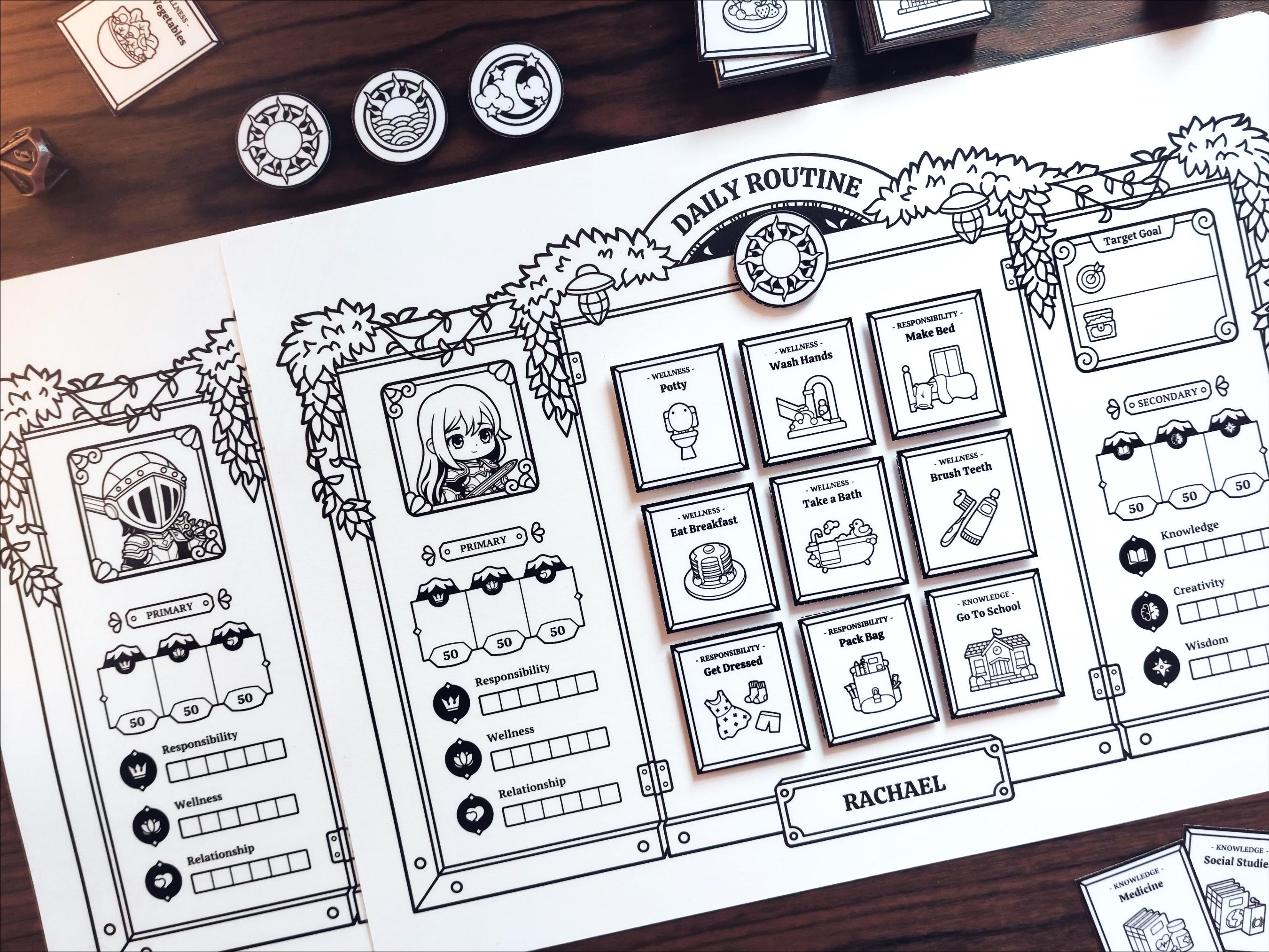 ADHD Daily Routine Chart for Kids Starter Pack: A Dnd-inspired Way for ...