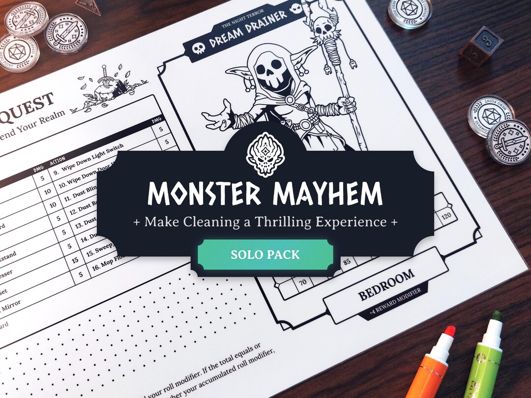 ADHD Cleaning Checklist Solo Pack: A Dnd-inspired Gamified Cleaning ...