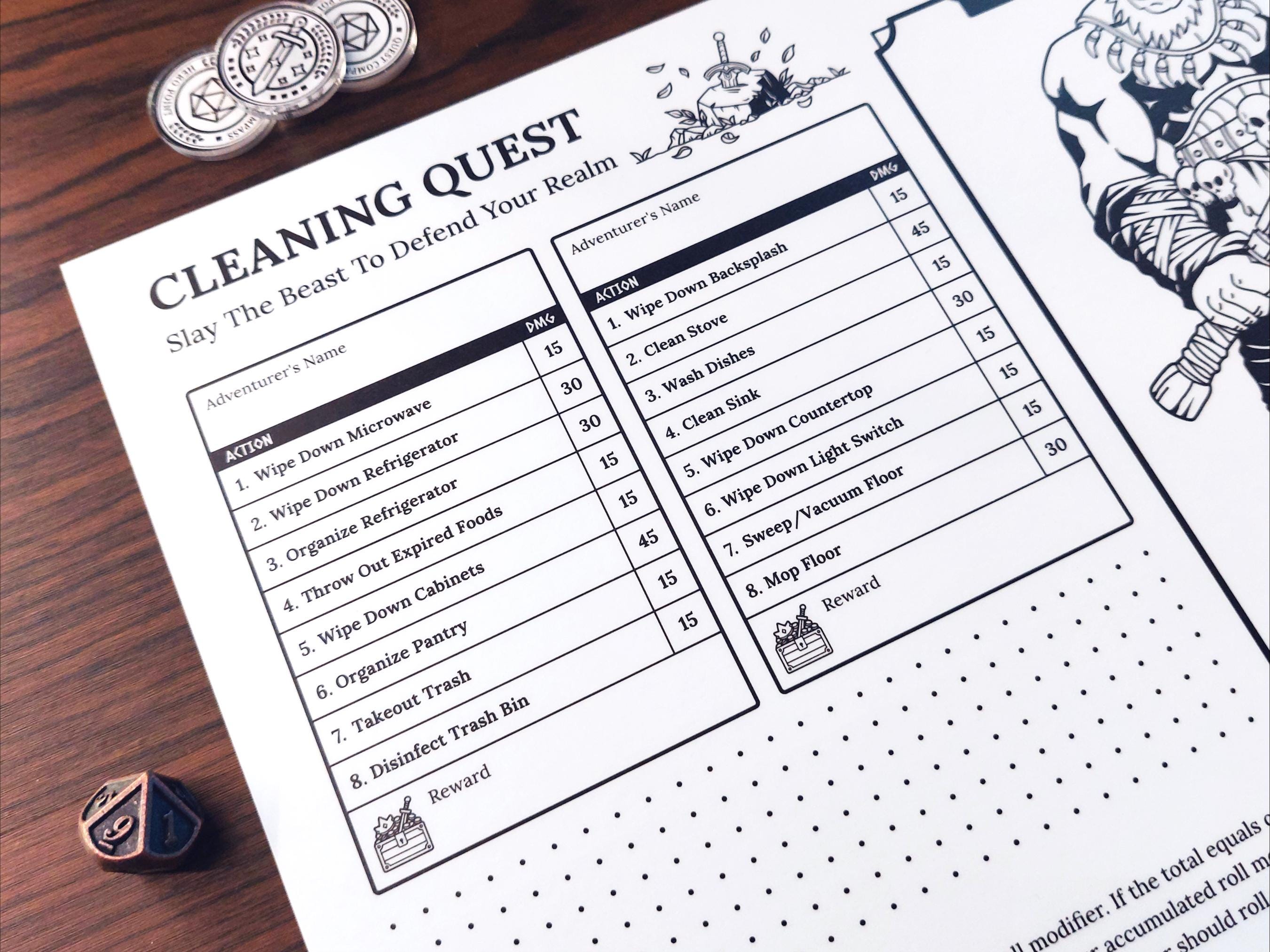 ADHD Cleaning Checklist Partner Pack: A Dnd-inspired Gamified Cleaning ...