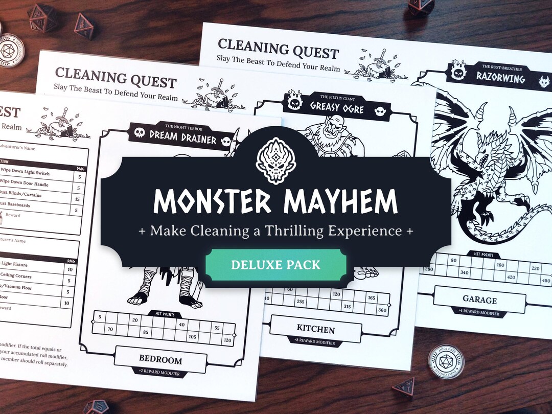 ADHD Cleaning Checklist Deluxe Pack: A Dnd-inspired Gamified Cleaning ...