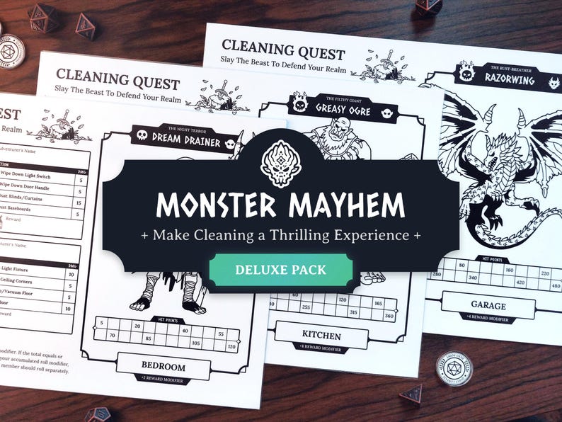 ADHD Cleaning Checklist Deluxe Pack: A Dnd-inspired Gamified Cleaning ...