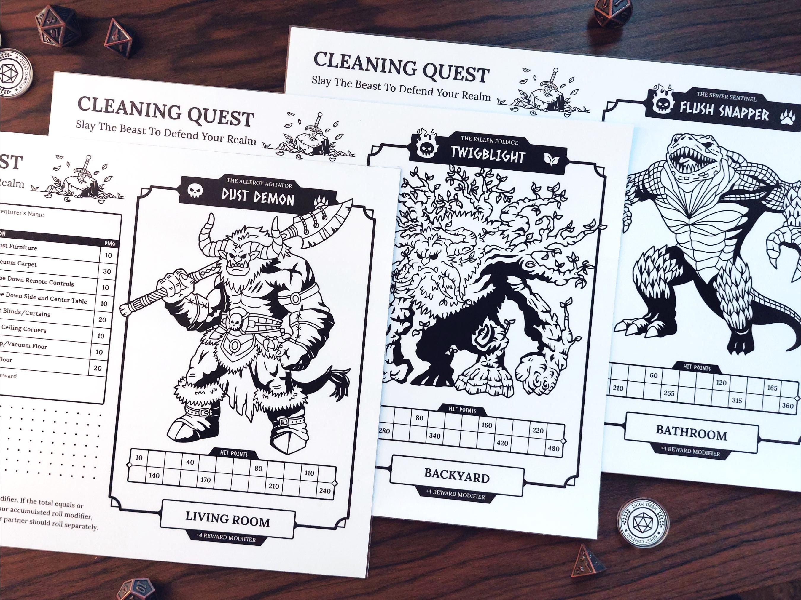 ADHD Cleaning Checklist Partner Pack: A Dnd-inspired Gamified Cleaning ...