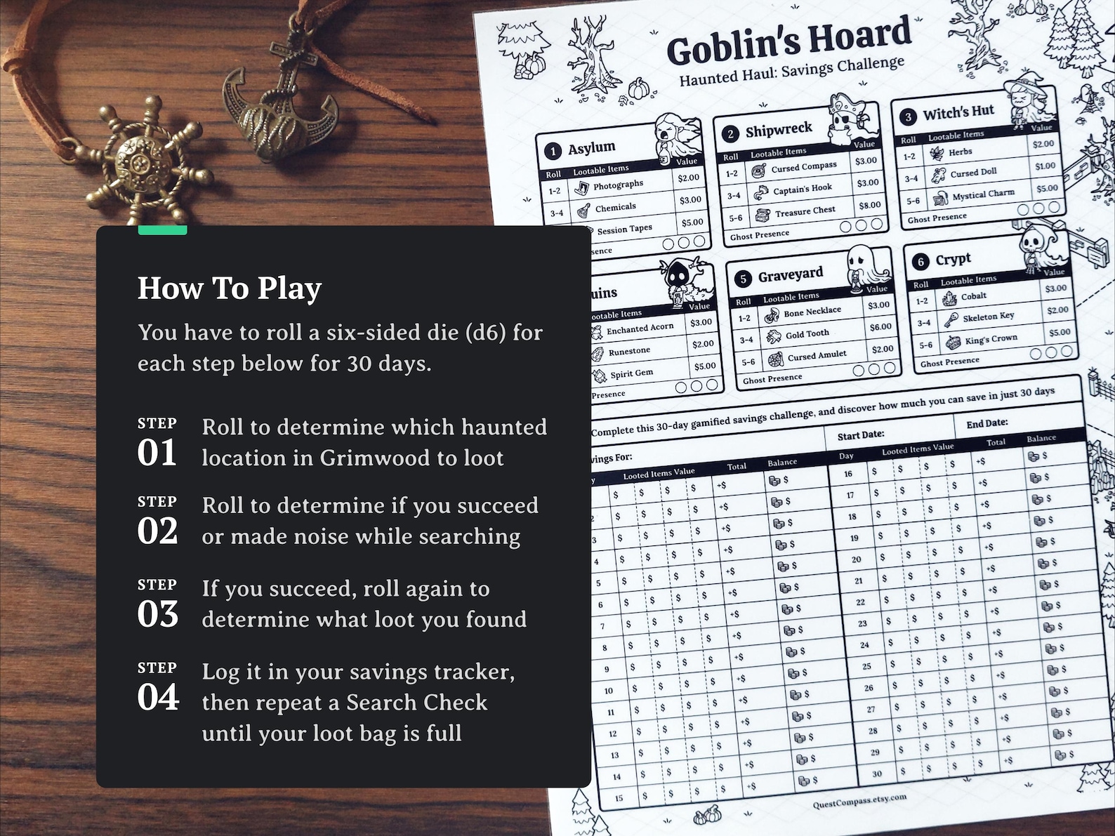 30 Days Savings Challenge Haunted Haul: A Dnd-inspired Savings Game in ...