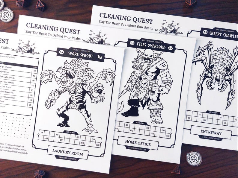ADHD Cleaning Checklist Partner Pack: A Dnd-inspired Gamified Cleaning ...