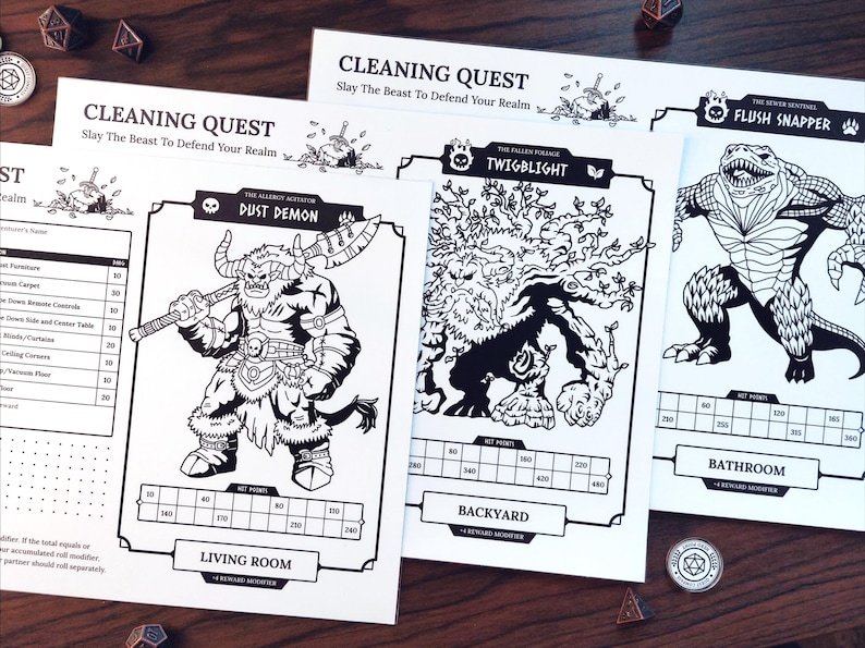 ADHD Cleaning Checklist Partner Pack: A Dnd-inspired Gamified Cleaning ...