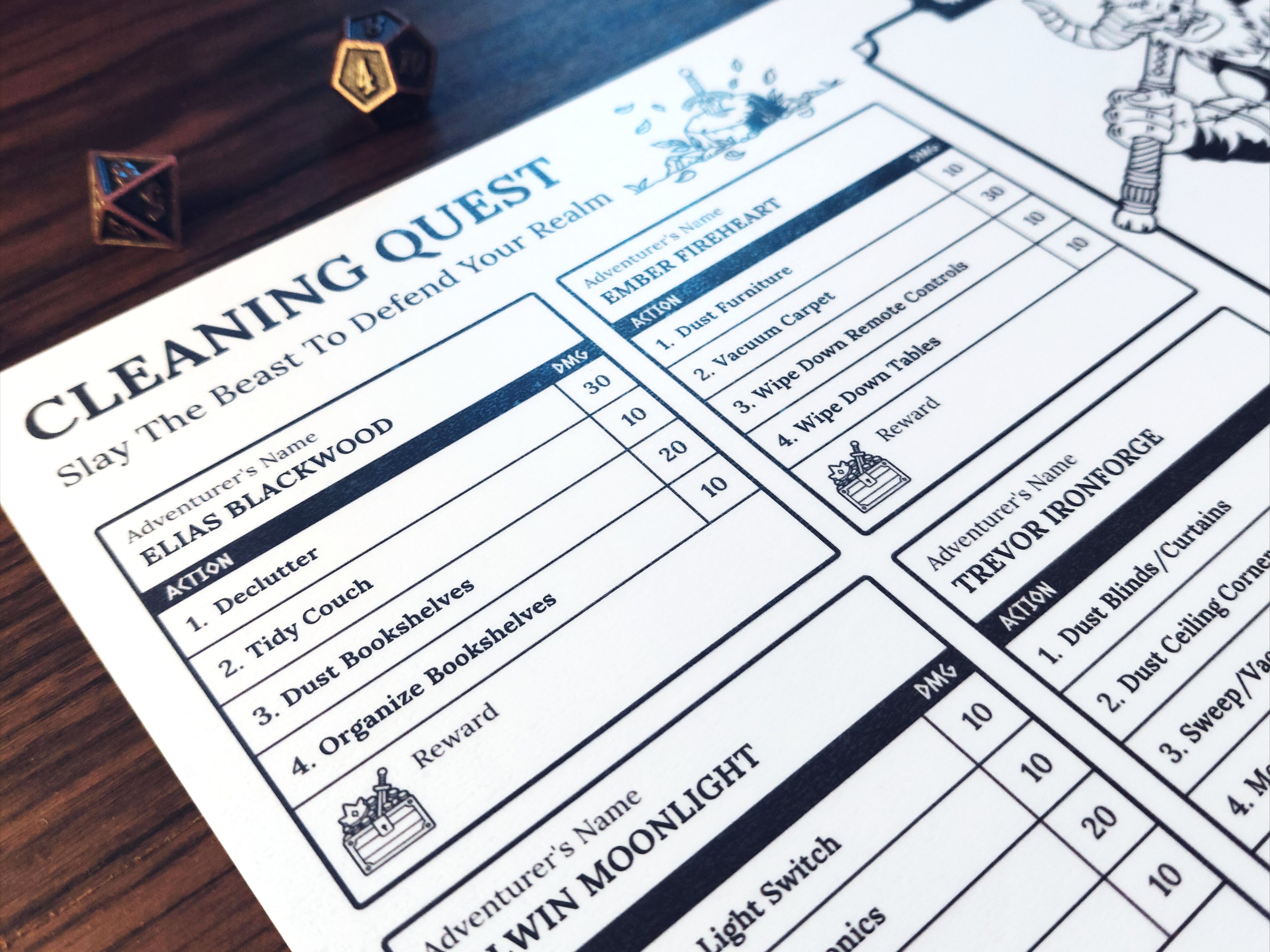 DND Inspired Cleaning Checklist Designed for Families, Couples, and ...