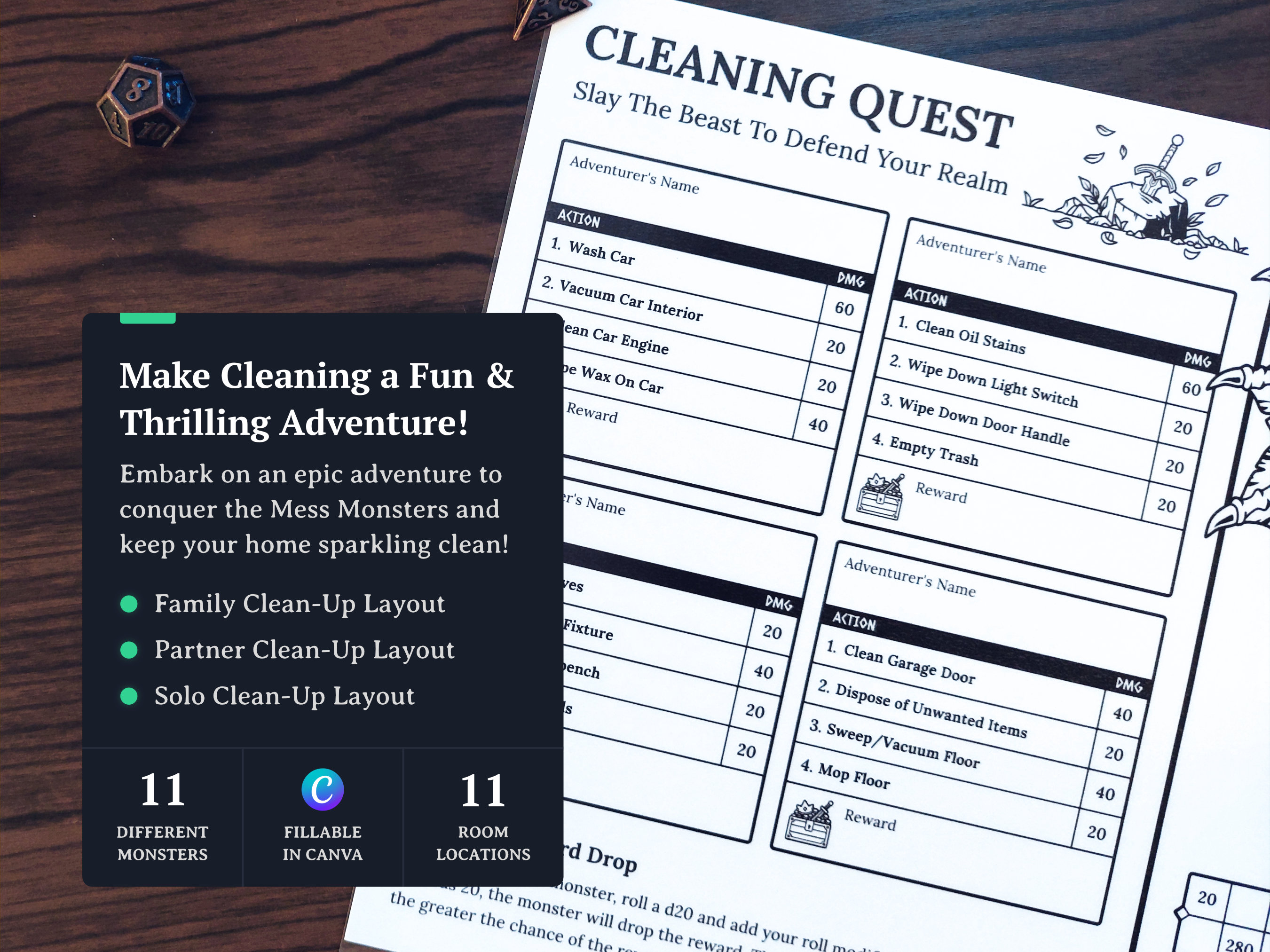 DND Inspired Cleaning Checklist Designed for Families, Couples, and ...