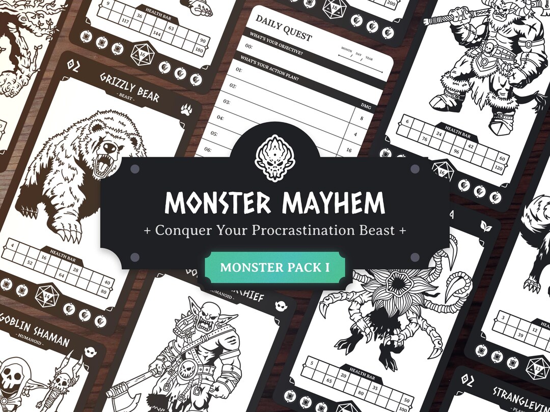 ADHD Daily Planner Monster Pack I: A Dnd-inspired Productivity To-do ...
