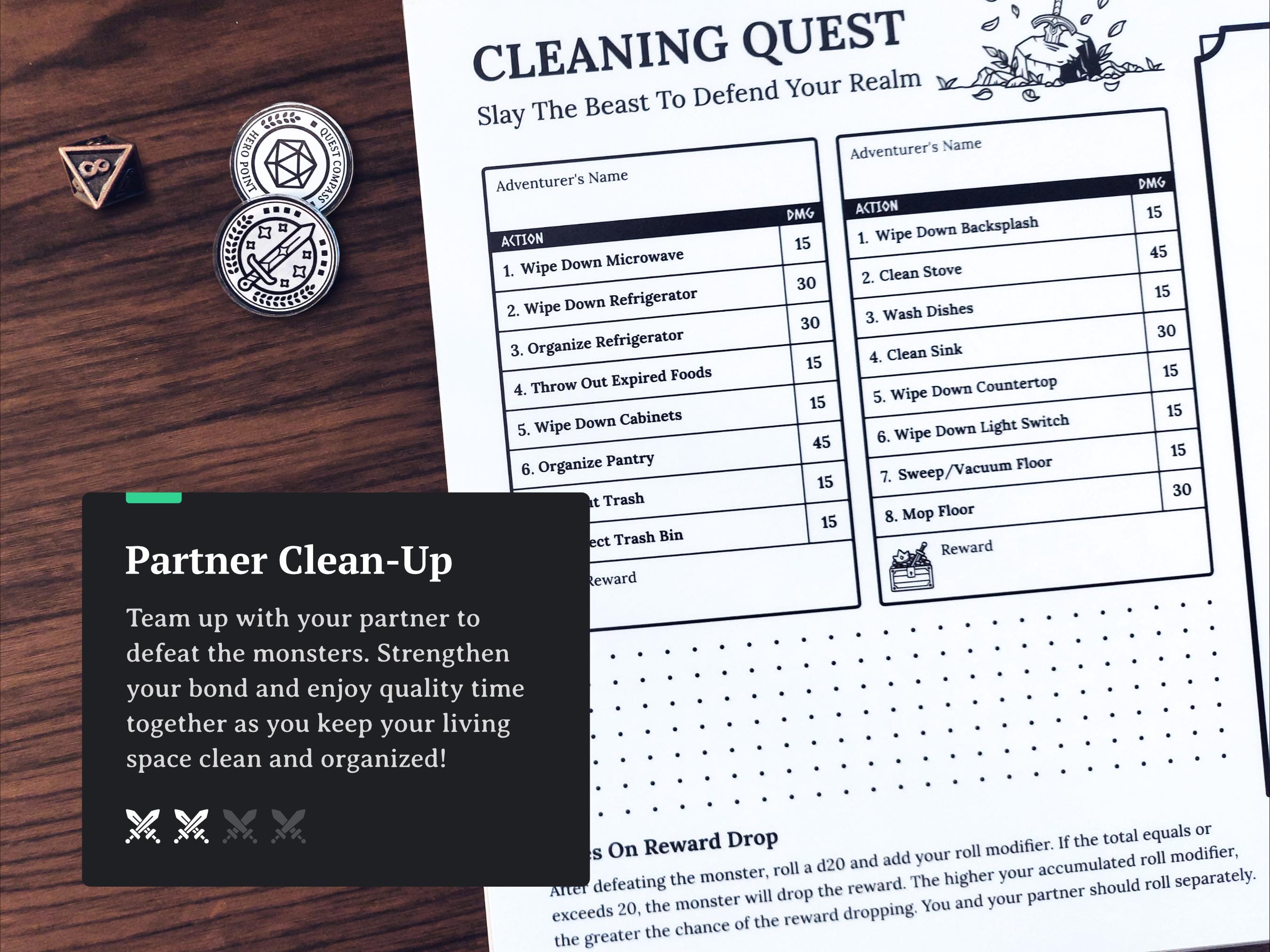 ADHD Cleaning Checklist Deluxe Pack: A Dnd-inspired Gamified Cleaning ...
