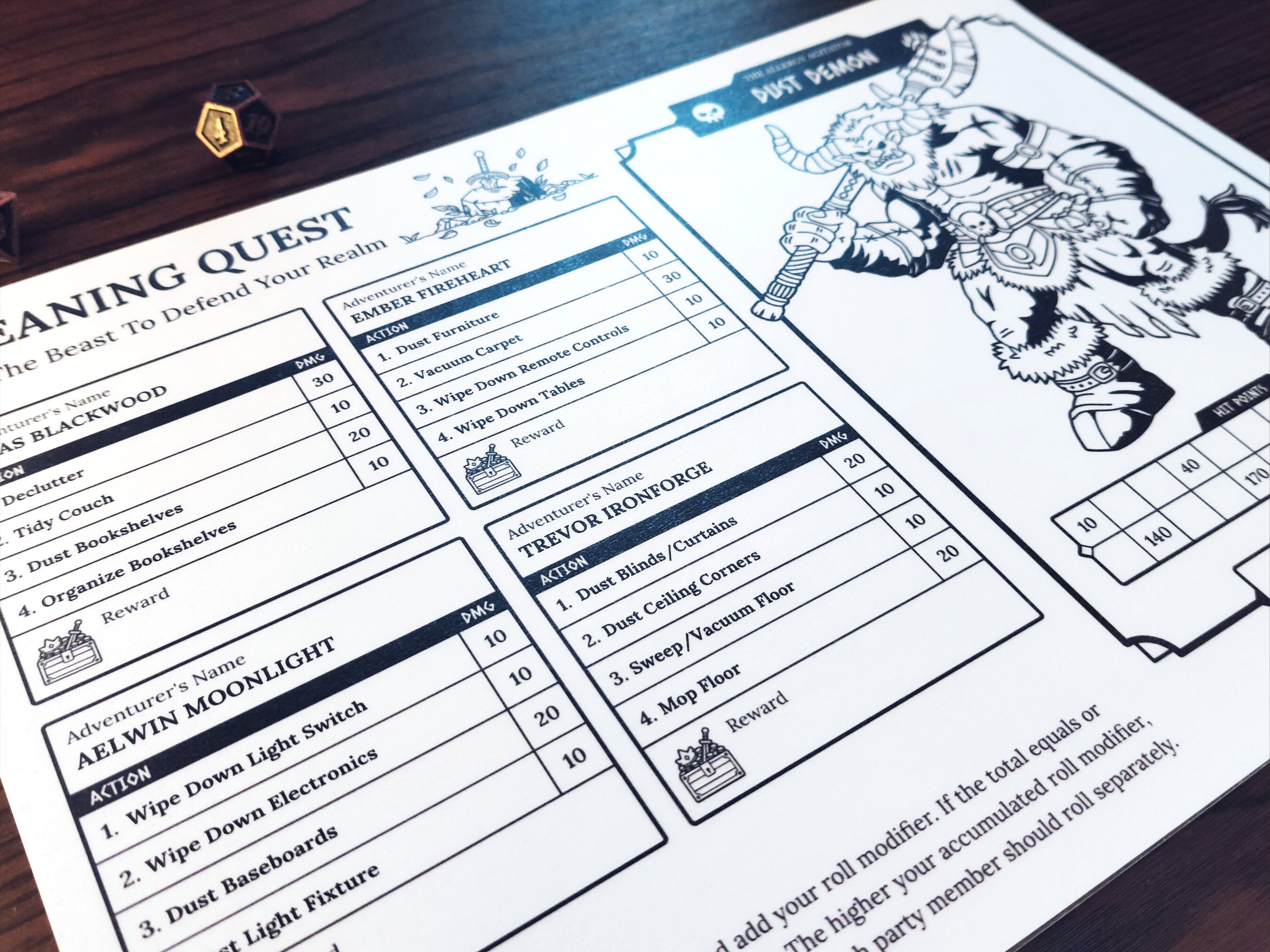 DND Inspired Cleaning Checklist Designed for Families, Couples, and ...