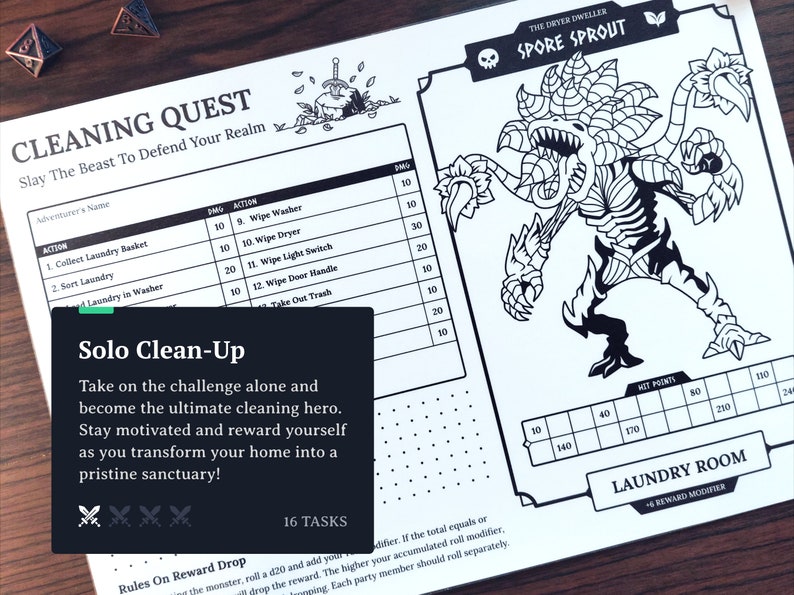 DND Inspired Cleaning Checklist Designed for Families, Couples, and ...
