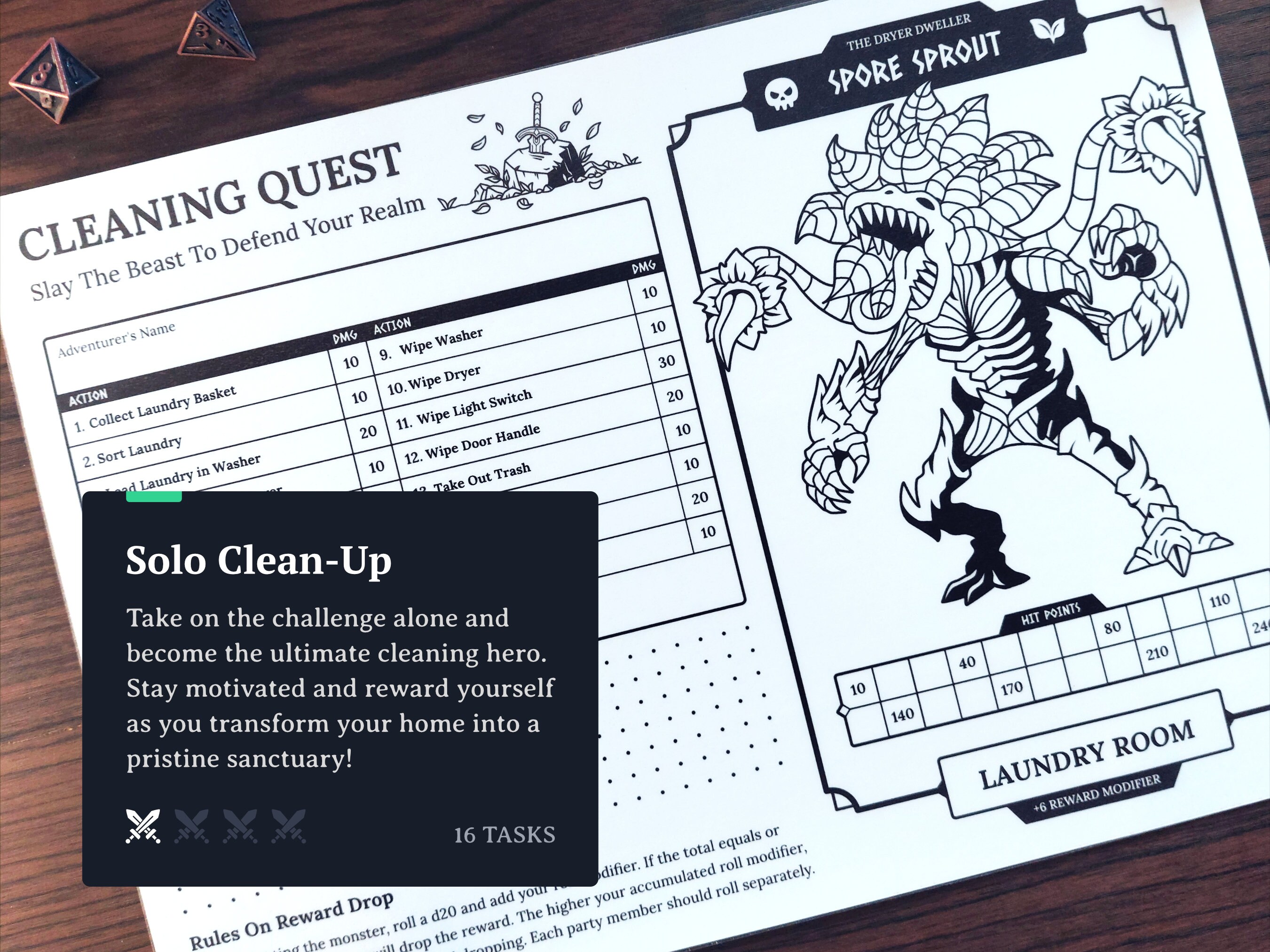 DND Inspired Cleaning Checklist Designed for Families, Couples, and ...