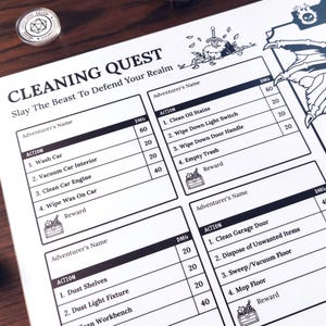 ADHD Cleaning Checklist Family Pack: A Dnd-inspired Gamified Cleaning ...