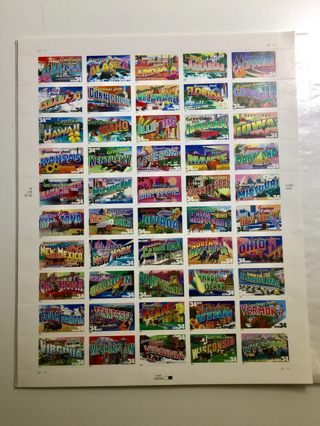 2001 USPO United States State Stamp Set Free US Ship - Etsy