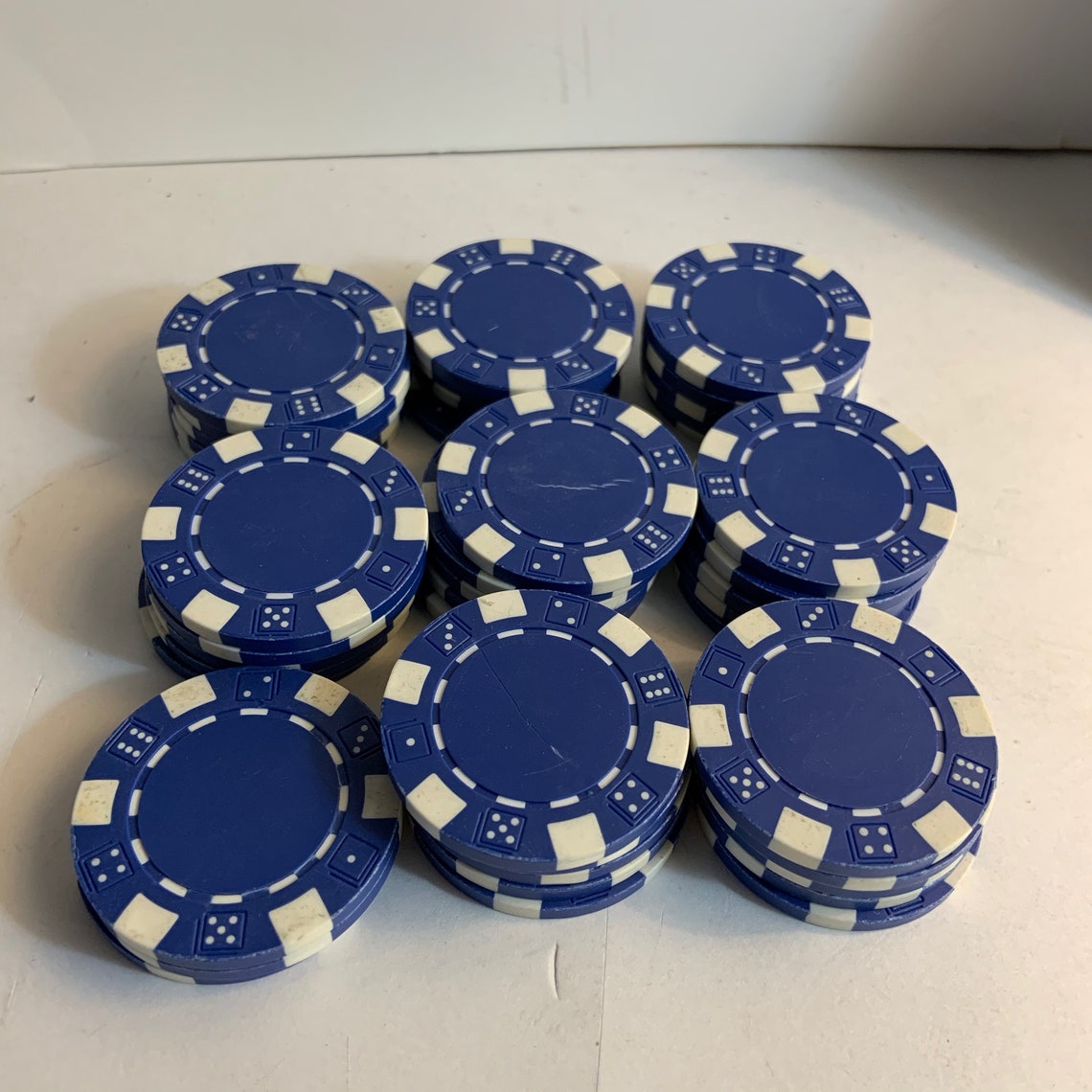 43 Blue and White Poker Chips | Etsy
