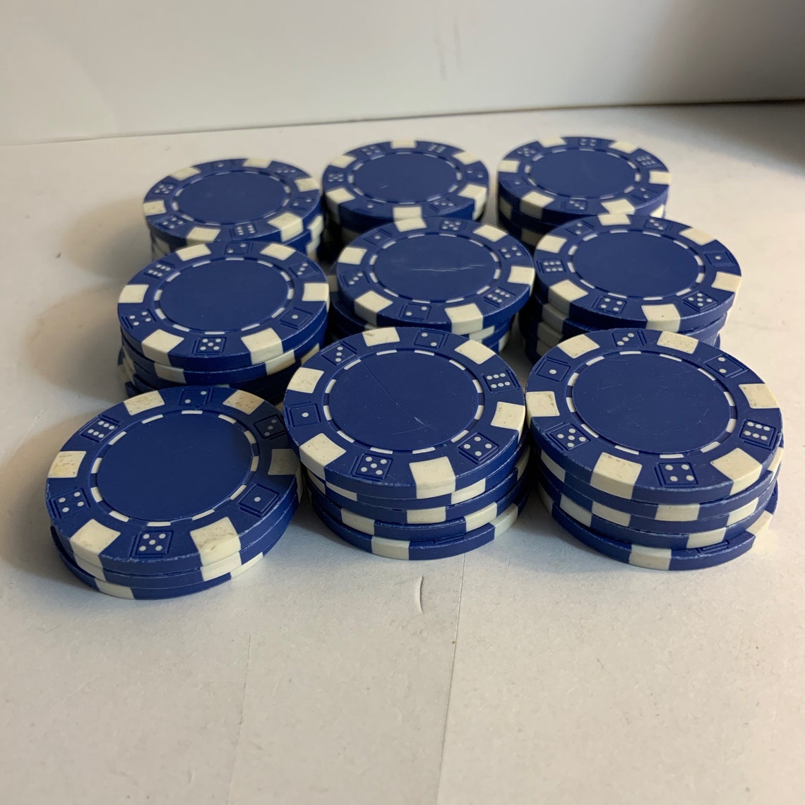 43 Blue and White Poker Chips - Etsy