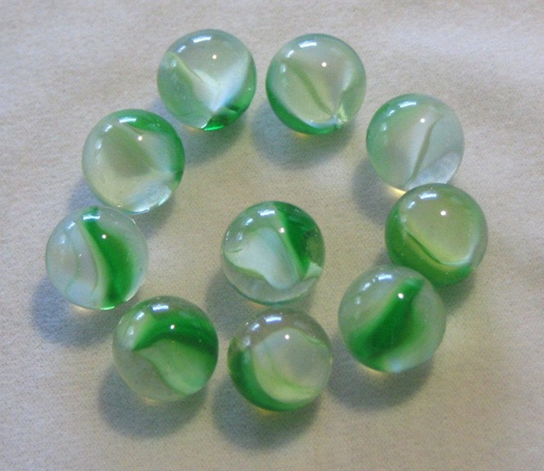10 Marble King Limited Run White Cat Eyes With 1 Green Vane - Etsy