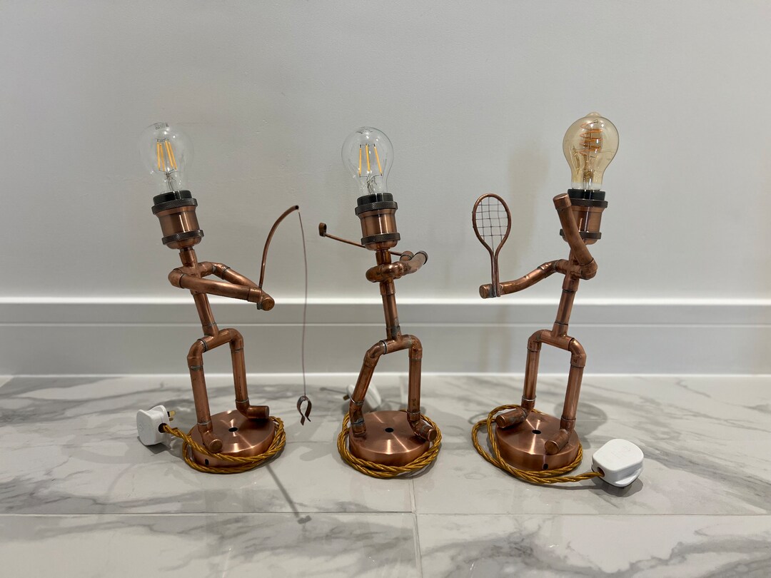 Retro Handcrafted Industrial Copper Pipe Lamps. Ideal Golf Present ...