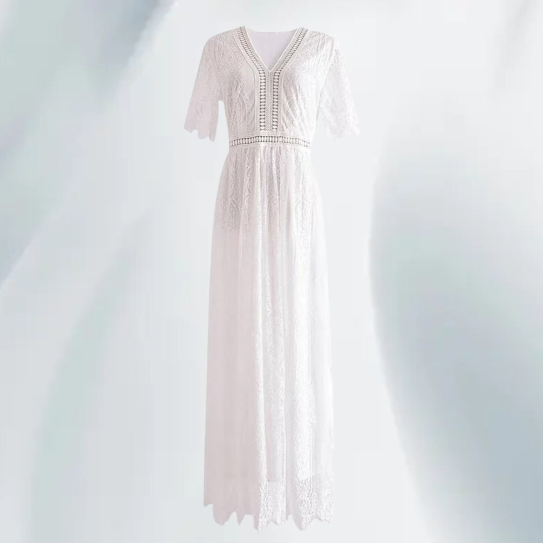 Bohemian Chic White Lace Dress Wedding Dress Boho Lace Dress bohemian ...