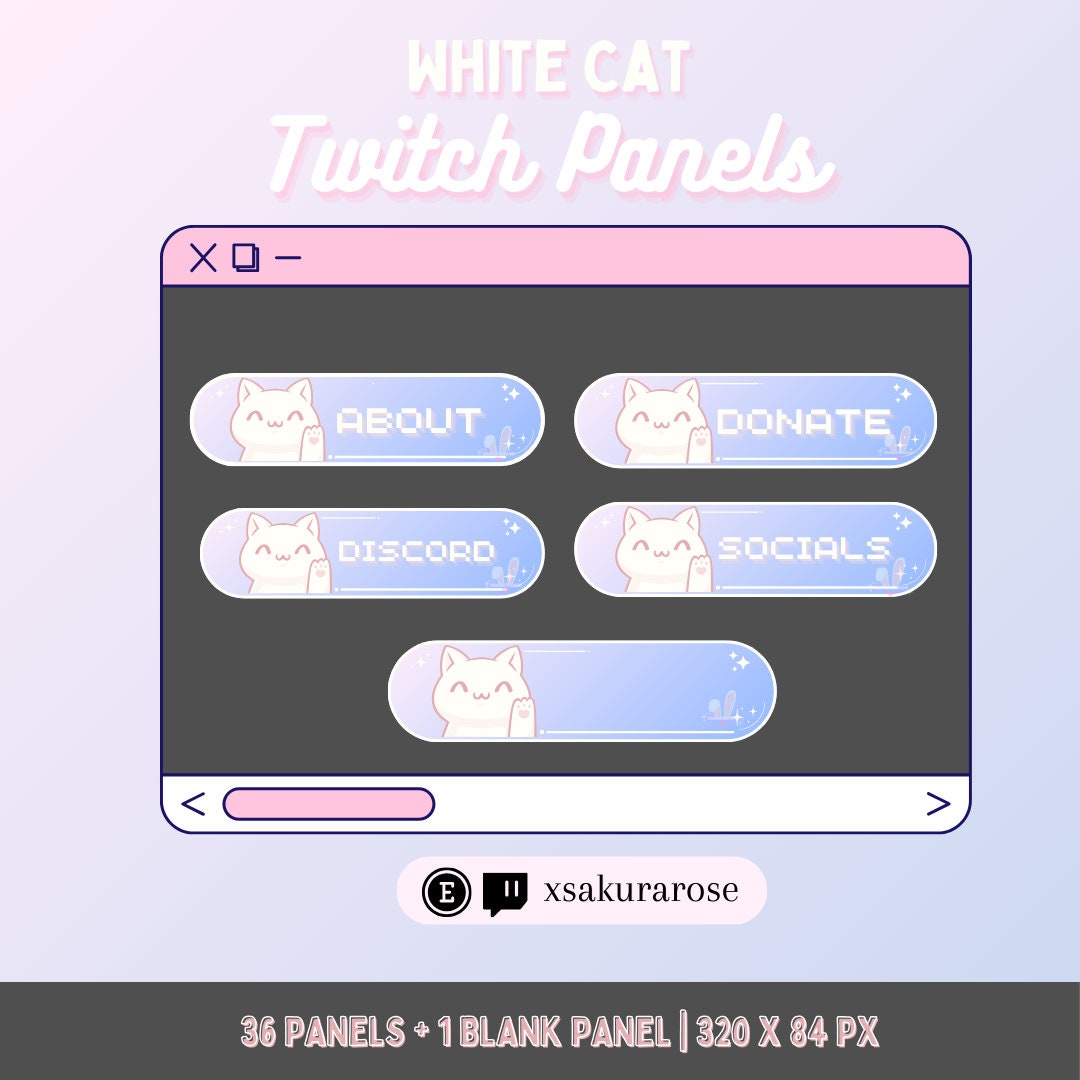 Kawaii White Cat Twitch Panels - Etsy