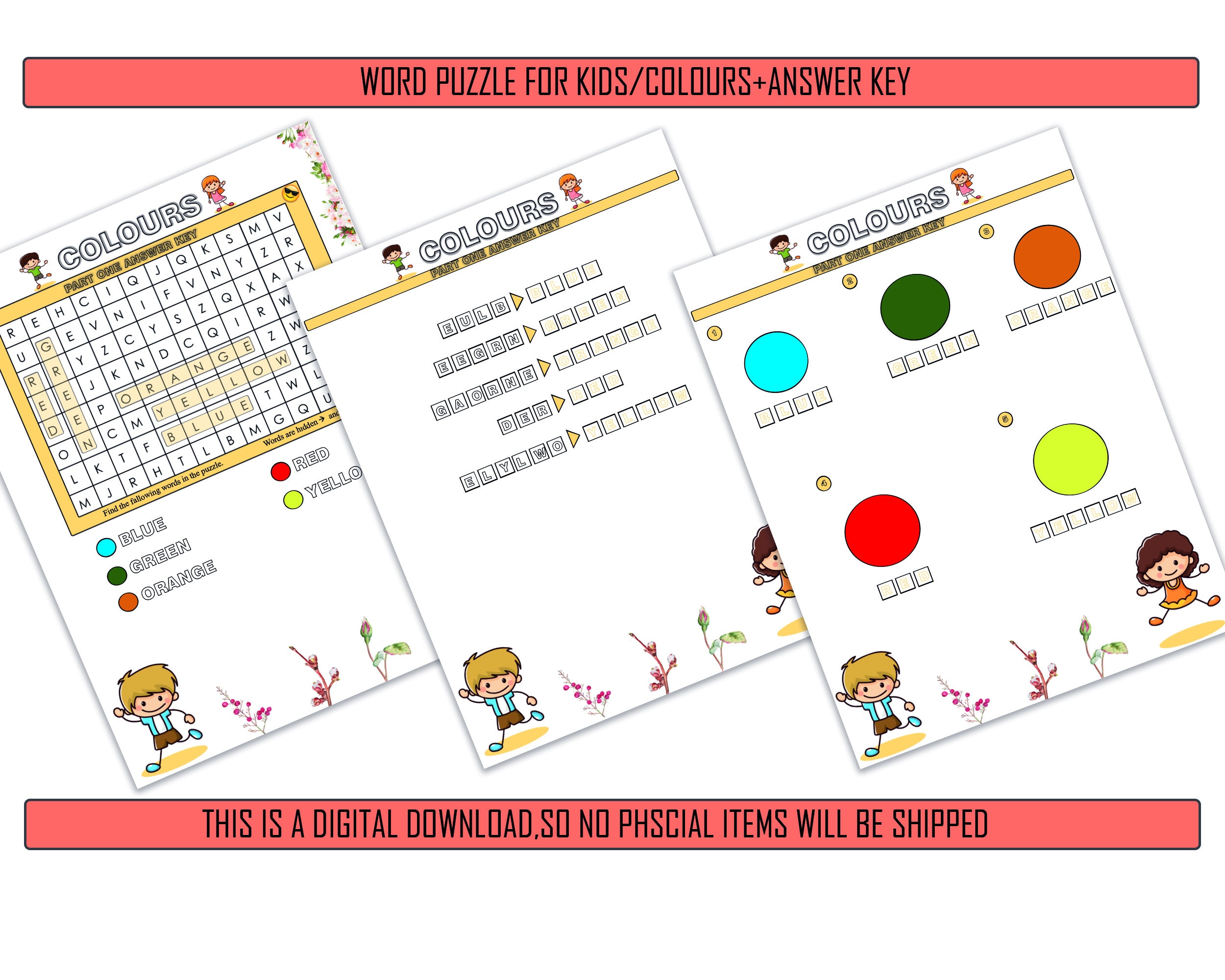 Printable Wordsearch-kid Wordsearch-instant Download Downloadable Word ...