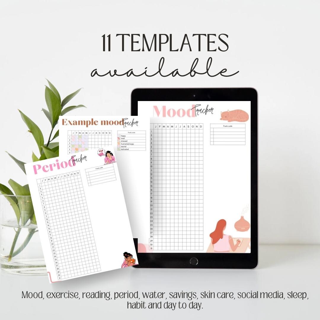 Digital Download Calming Aesthetic ADHD Planner Year in Pixels Habit ...