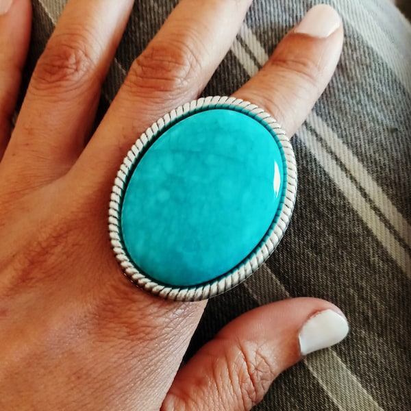 Large Turquoise Ring - Etsy