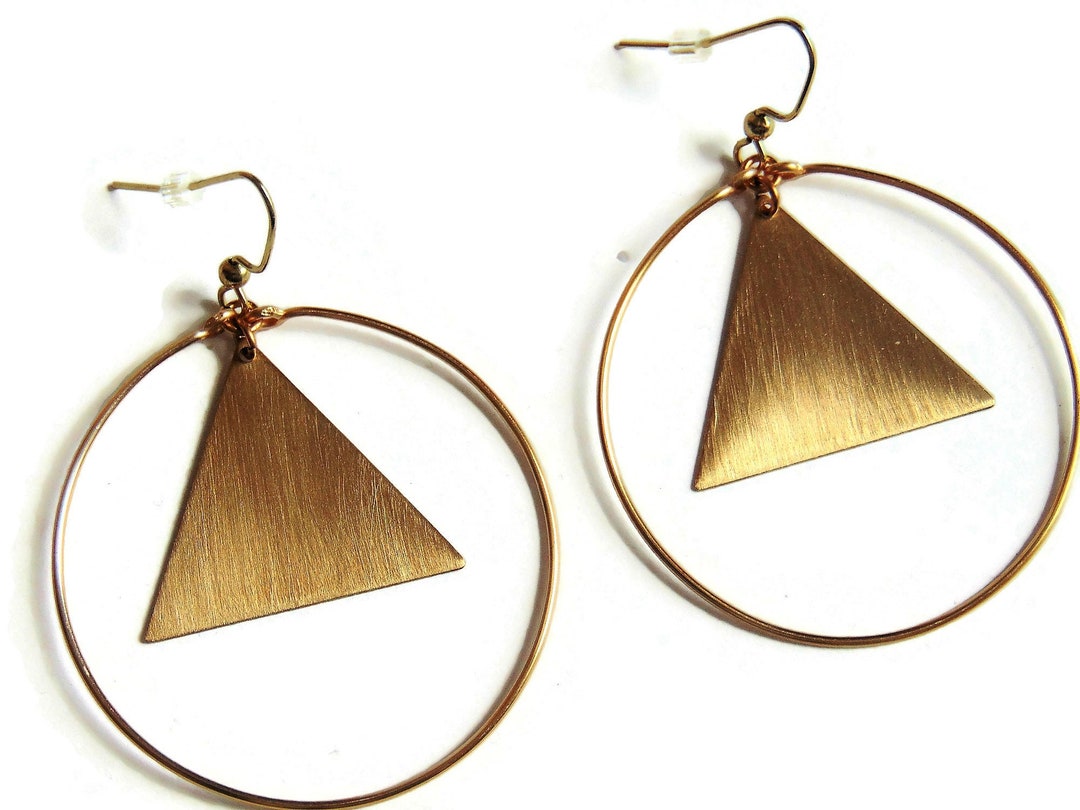 Large Gold Triangle Hoop Earrings - Thin Gold Hoops - Etsy