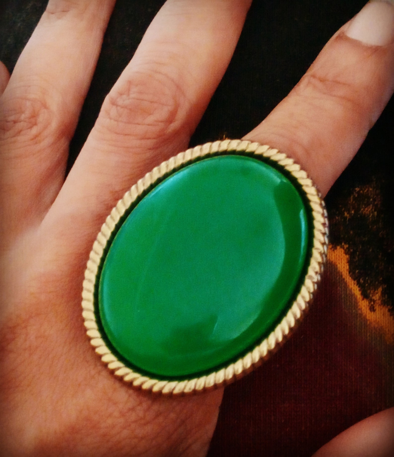 Jade Ring for Women White Oversized Stone Big Silver Rings - Etsy