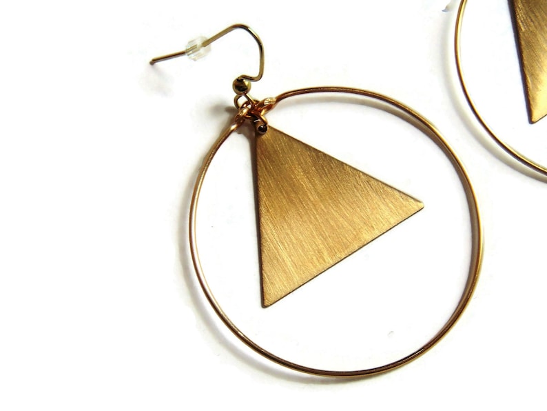 Large Gold Triangle Hoop Earrings Thin Gold Hoops - Etsy