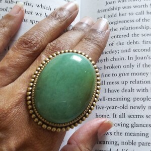Jade Ring for Women White Oversized Stone Big Silver Rings | Etsy