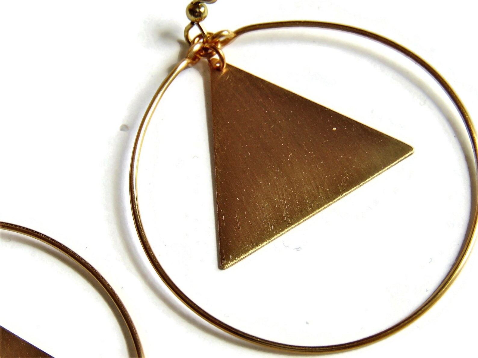 Large Gold Triangle Hoop Earrings Thin Gold Hoops - Etsy