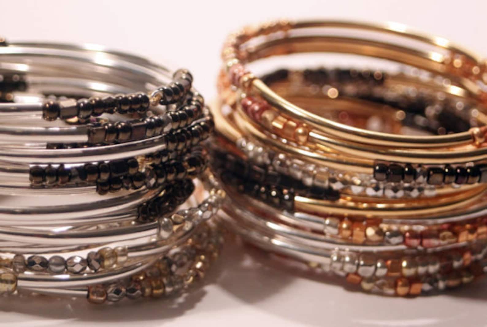 Stackable Bracelets Rose Gold Bangle Bracelets for Women Stacking Set ...