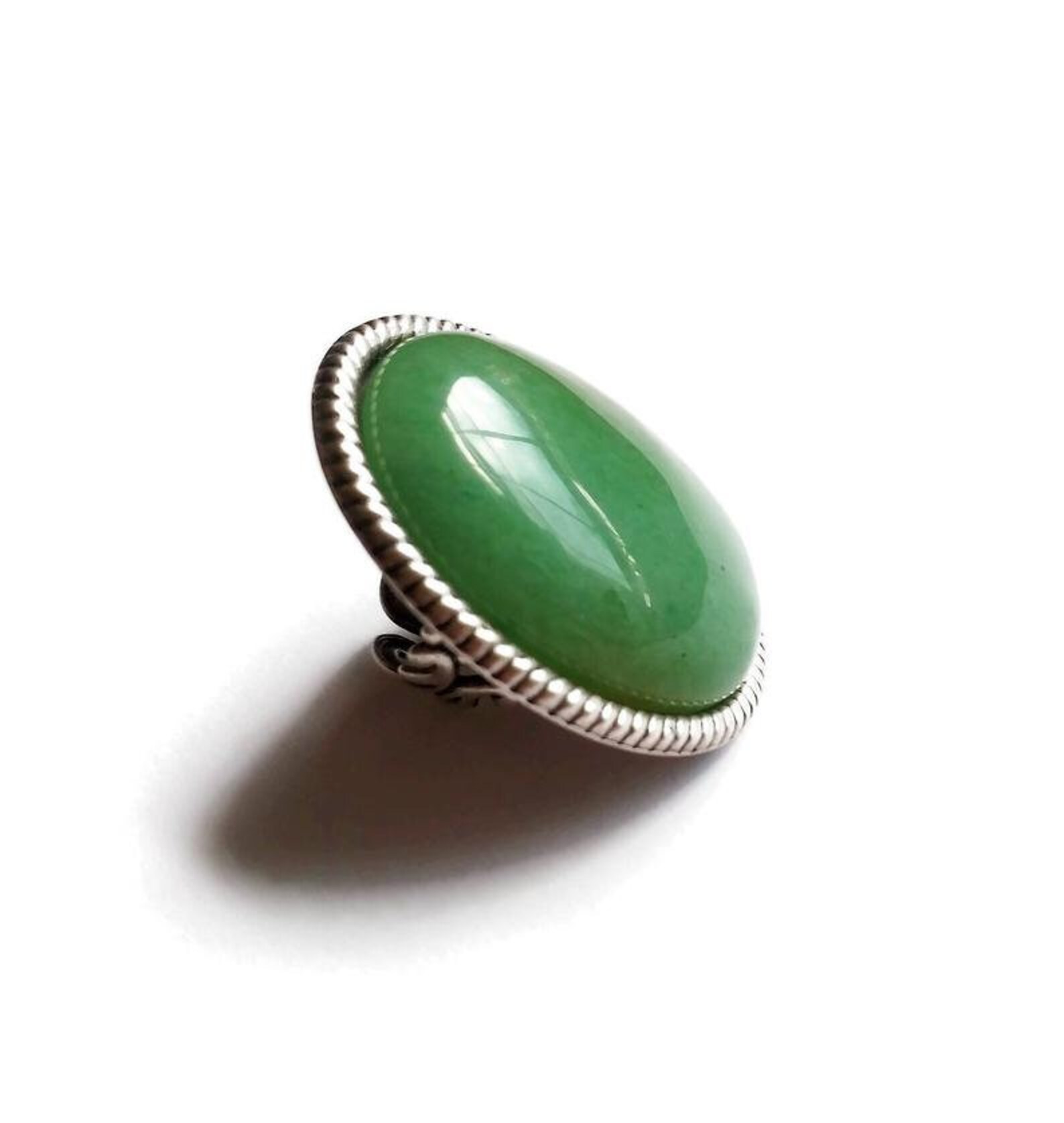 Jade Ring for Women White Oversized Stone Big Silver Rings - Etsy