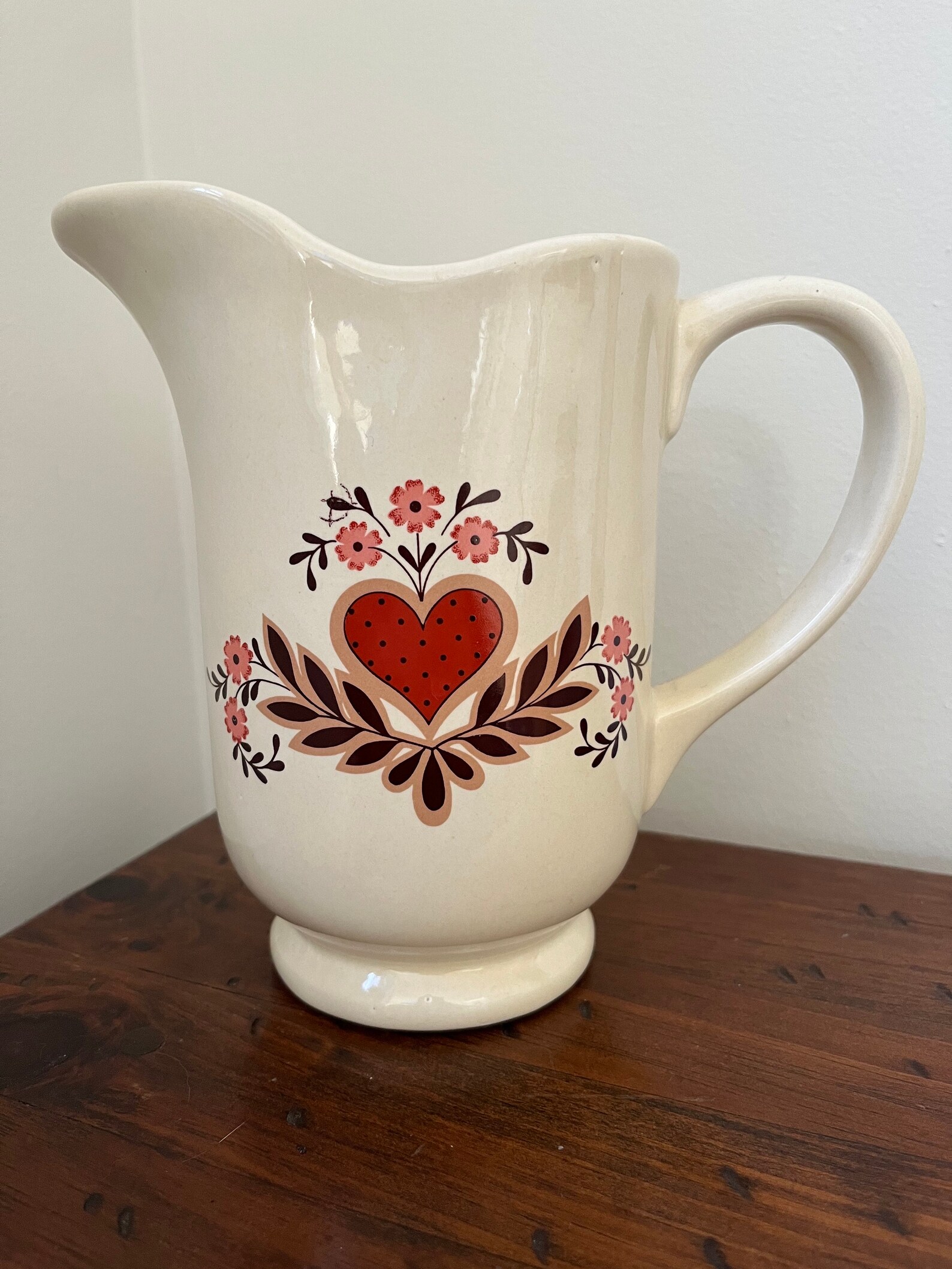 Vintage Pitcher With Folk Art Design - Etsy
