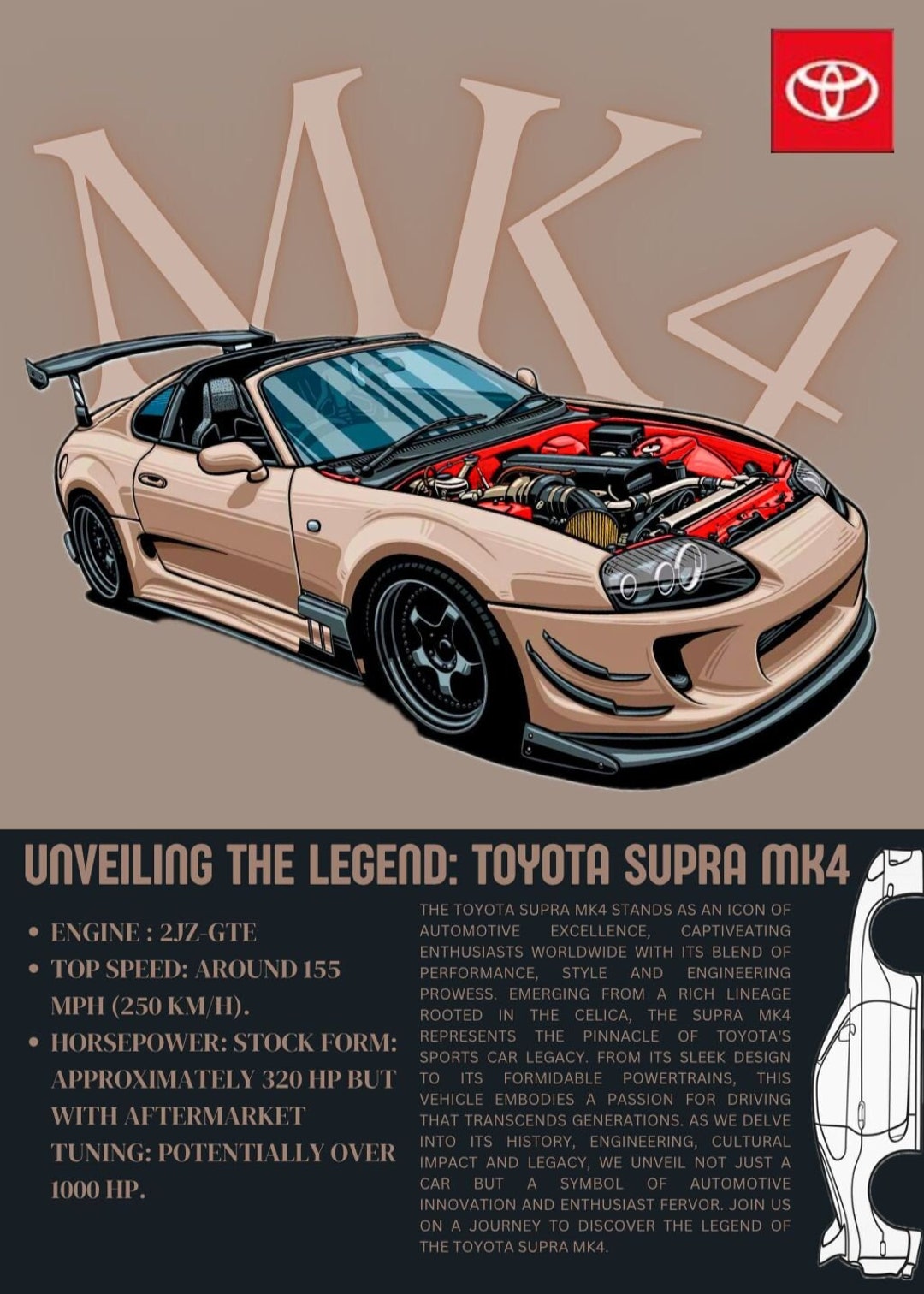 Toyota Supra MK4 Poster Digital Download Hyper Car Poster Super Car ...