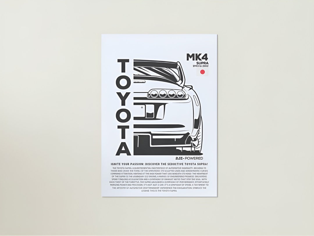 Toyota Supra MK4 Poster, Cars Poster, Wall Decorations, Digital Art ...