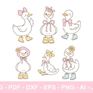 Silly Goose Clipart Set Svg Png, Spring Garden Flower Hippie, Goose ...