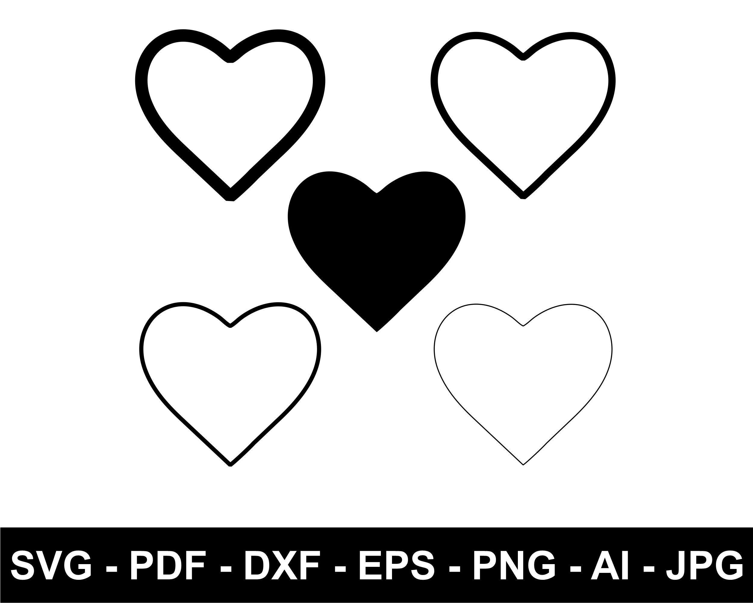 Hearts Svg Bundle, Heart Outline Svg, Heart Cut Files, Heart Clipart ...
