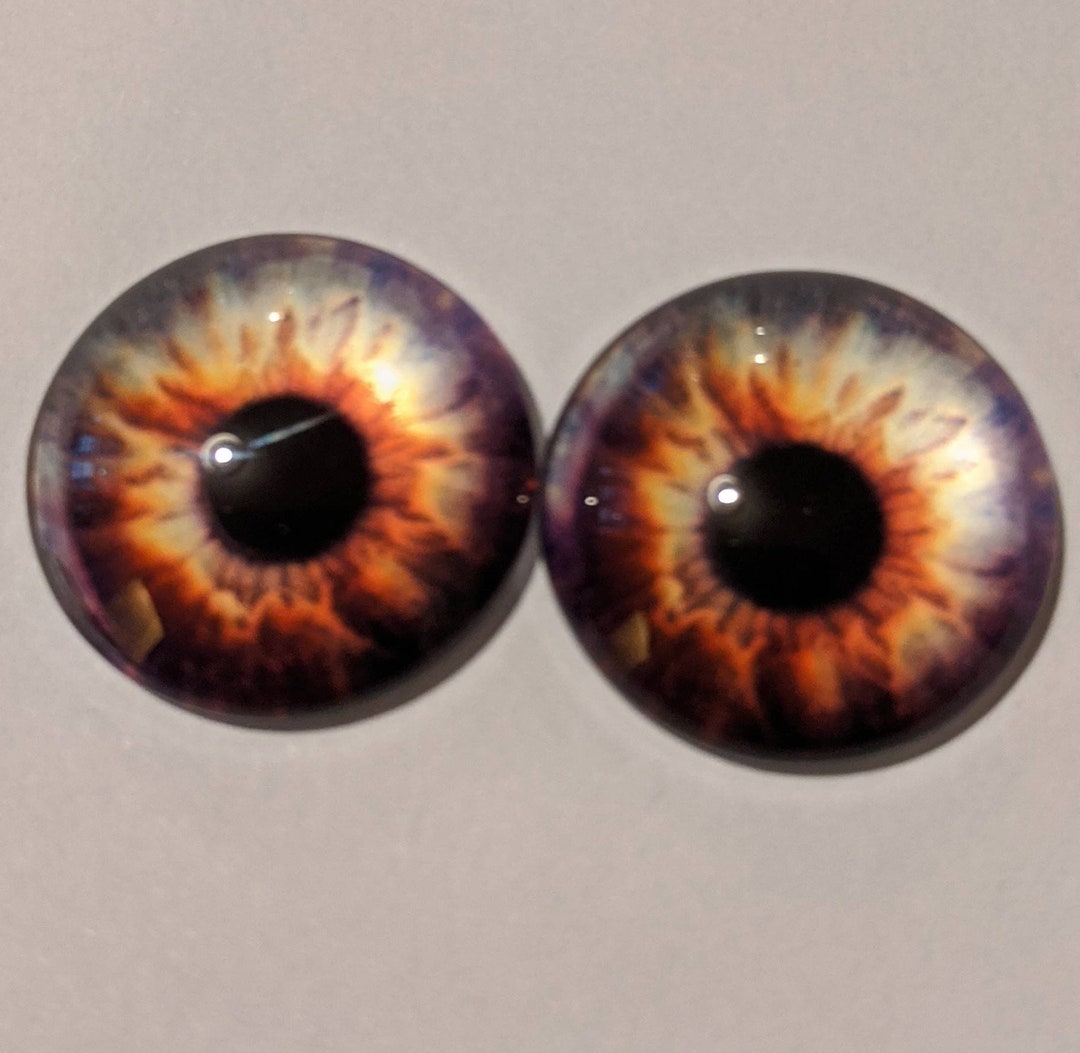 One Pair of Glass Eyes With Metal Loops Brown/grey Colour 8mm - 20mm ...