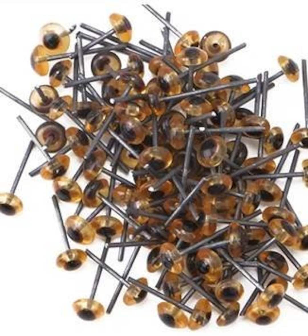 Glass Pin Eyes Various Sizes Perfect for Needle Felting 10 Eyes Amber ...