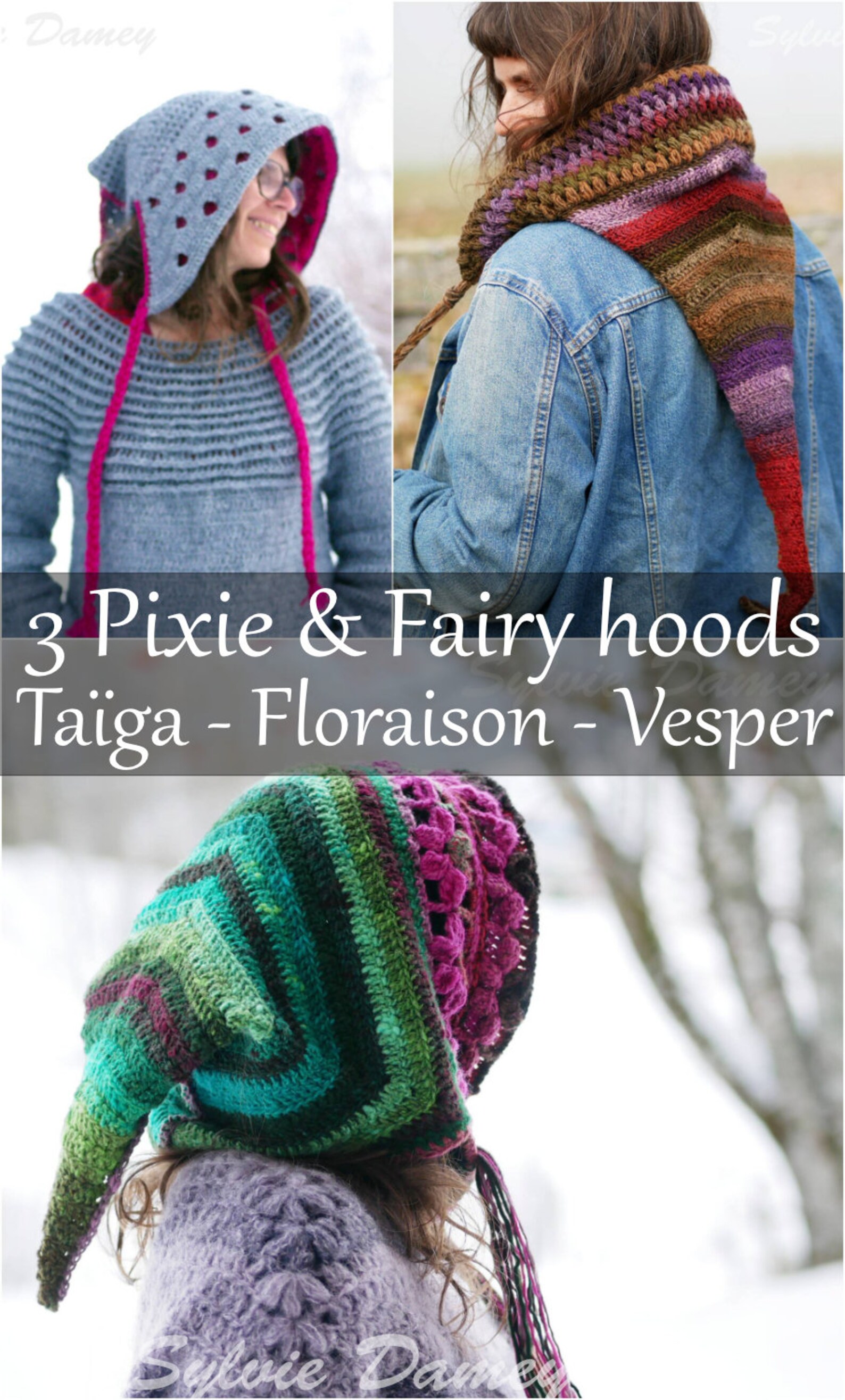 3 CROCHET Elf Hoods PATTERNS in PDF Pixie Fairy Hats for | Etsy