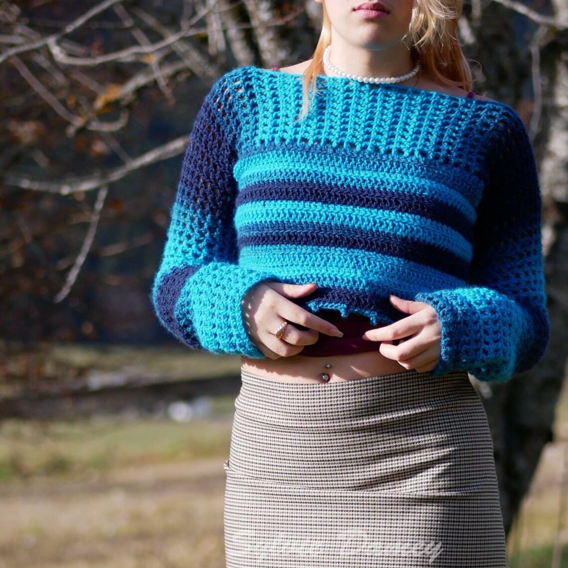 CROCHET Crop Sweater PATTERN in Pdf Jumi Mesh Sweater No - Etsy