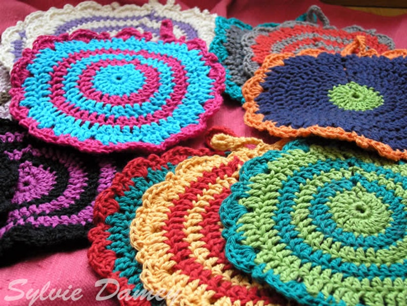 Round Potholder CROCHET PATTERN Ideal for Housewarming | Etsy