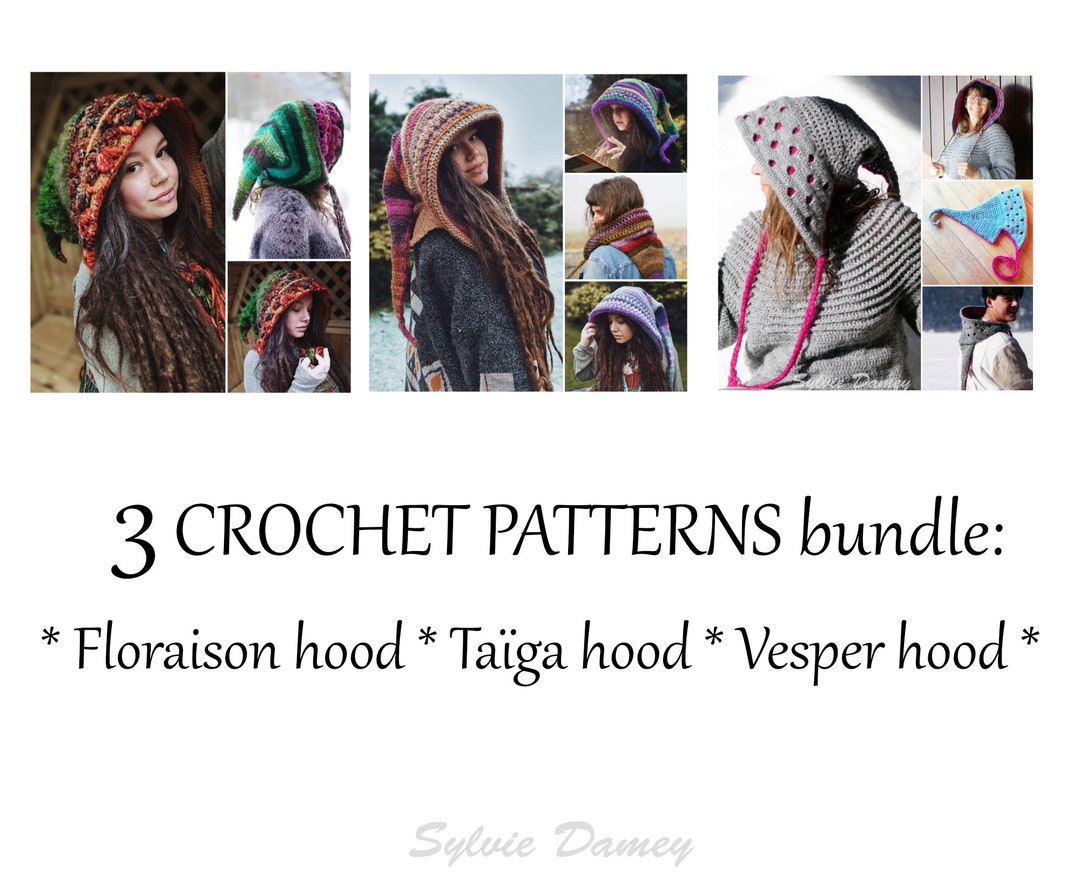 3 CROCHET Elf Hoods PATTERNS in PDF Pixie Fairy Hats for - Etsy