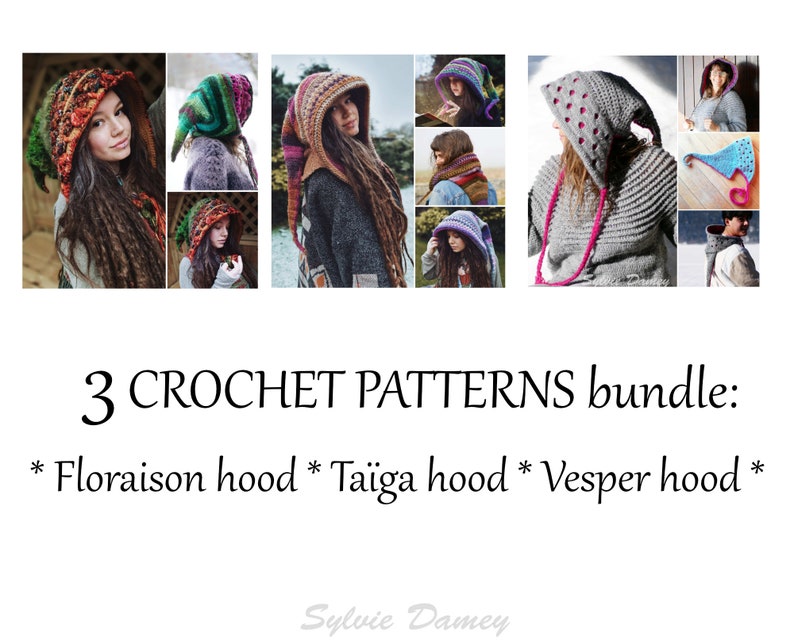 3 CROCHET Elf Hoods PATTERNS in PDF Pixie Fairy Hats for - Etsy