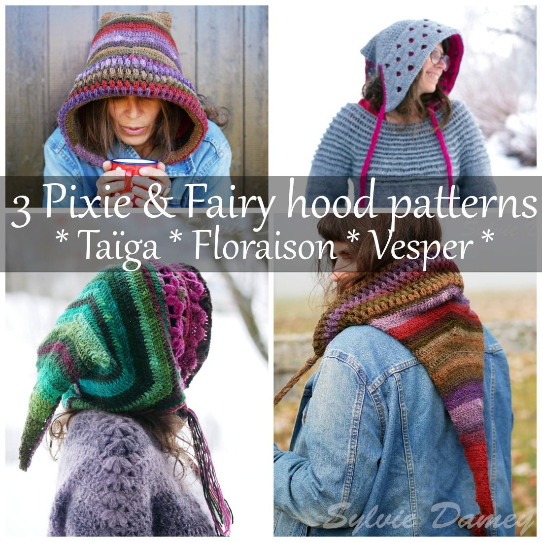 3 CROCHET Elf Hoods PATTERNS in PDF Pixie Fairy Hats for | Etsy