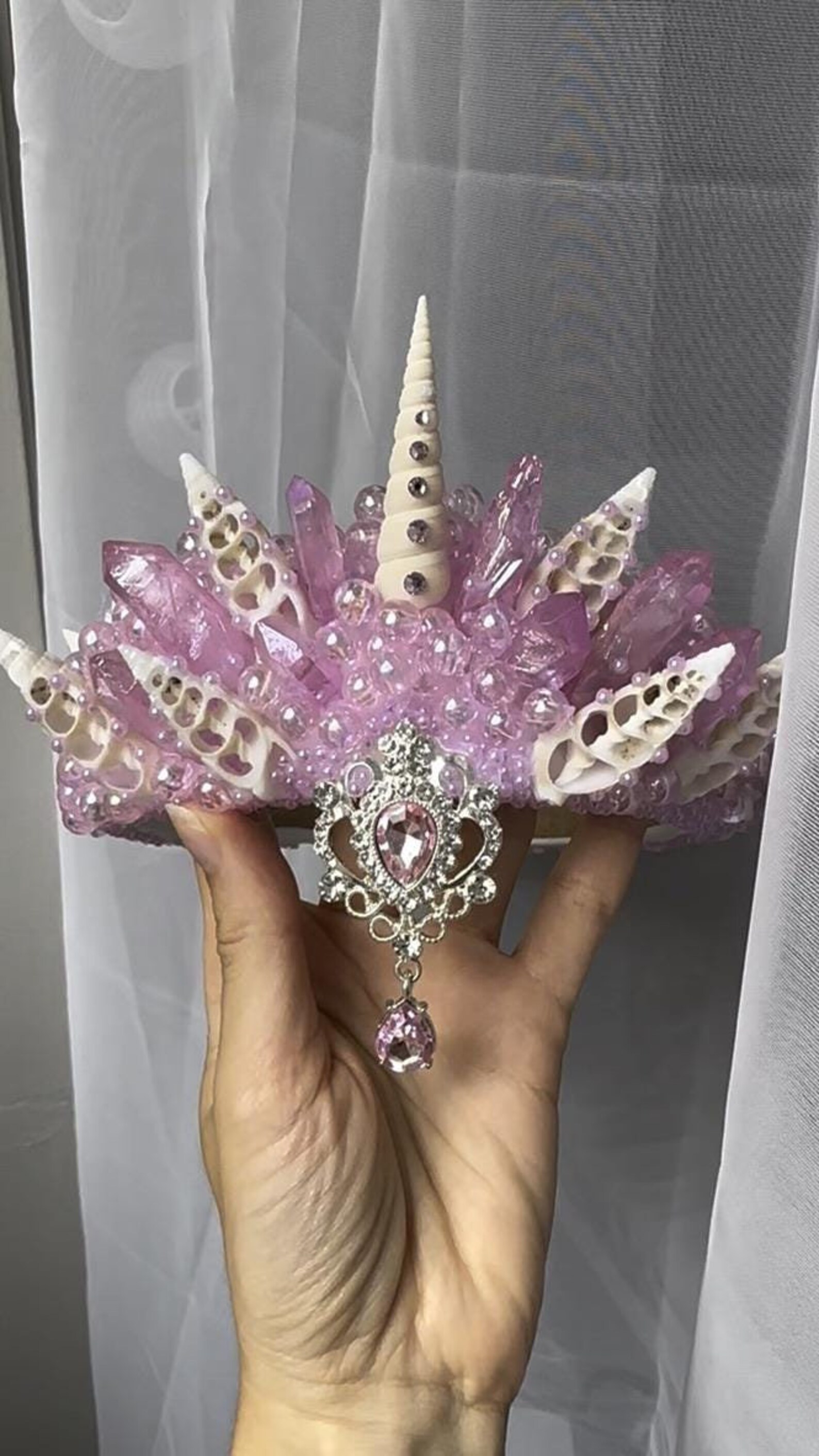 SEASHELL Crown Pink Barbie Mermaid Party Wedding Bachelorette Headpiece ...
