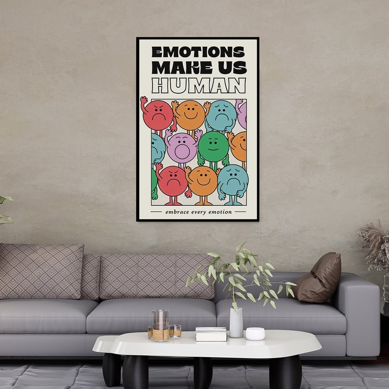 Emotions Make Us Human Poster/ Abstract Art Poster/vintage Wall Print ...